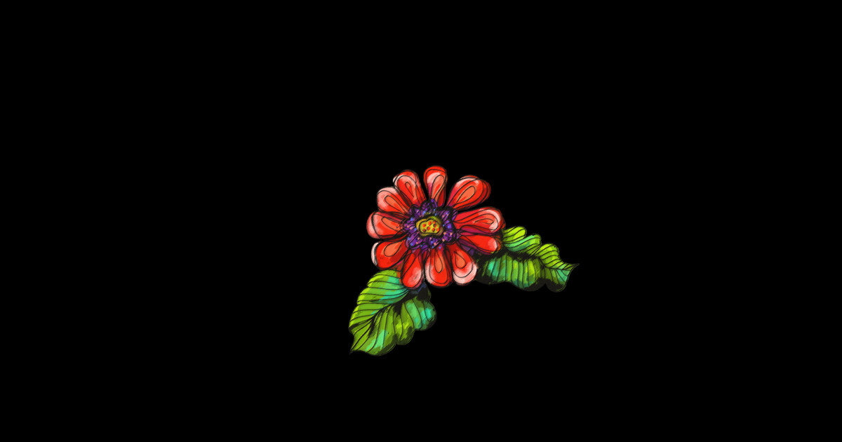 Bright Orange Flower Line Art Inky Style by Cherie(c)2021 - Ink ...