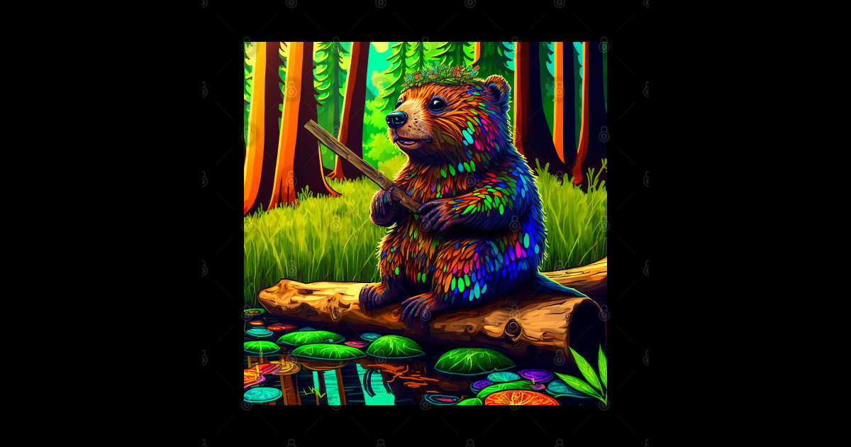 Colorful Beaver Boy - Wildlife Illustration - Sticker | TeePublic