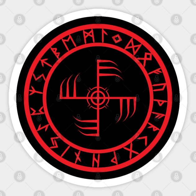 Ginfaxi /// Rune Circle Red - Norse - Sticker | TeePublic