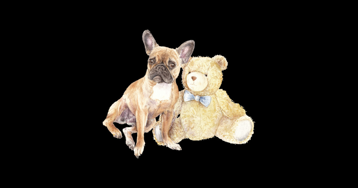 Frenchie Dog With Teddy Bear - Frenchie - Sticker | TeePublic