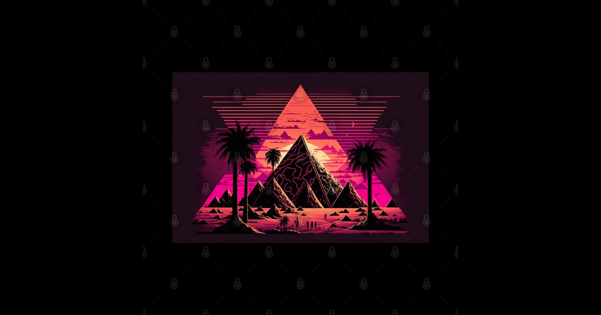 Synthwave Retrowave Aesthetic Pyramid - Synthwave - Sticker | TeePublic