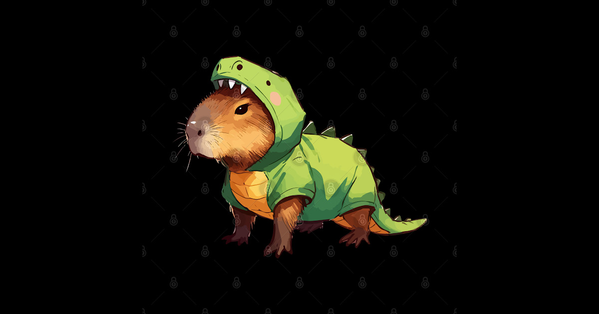 Capybara In Dinosaur Costume - Capybara - Posters and Art Prints ...