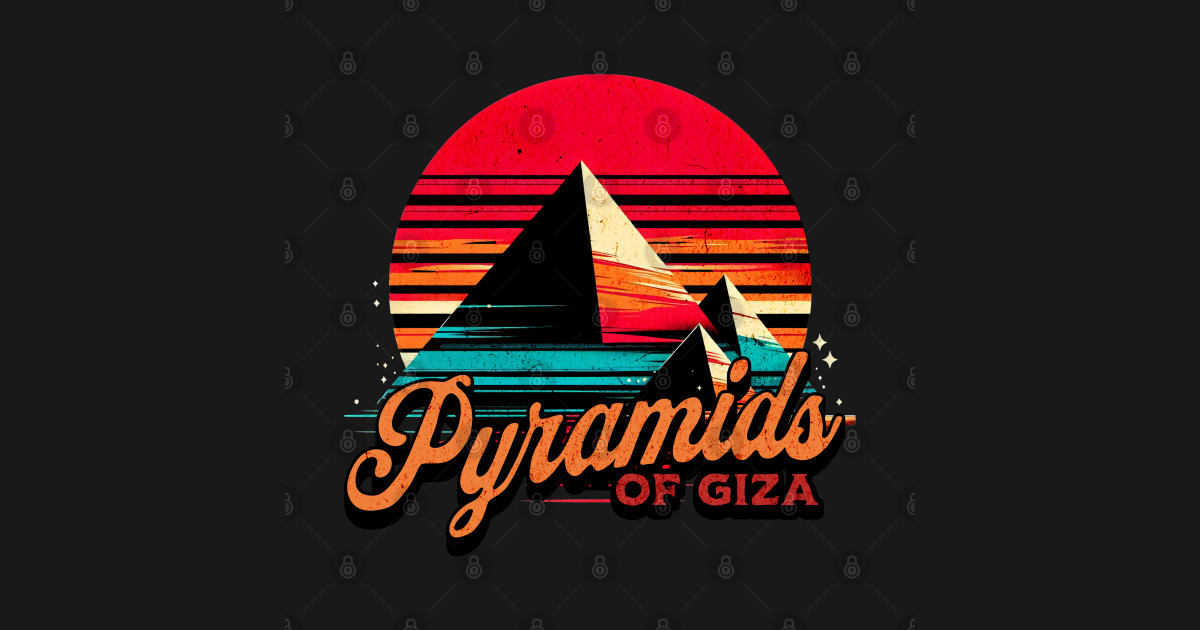 Vintage Retro Sunset Pyramids of Giza Design - Pyramids - T-Shirt ...