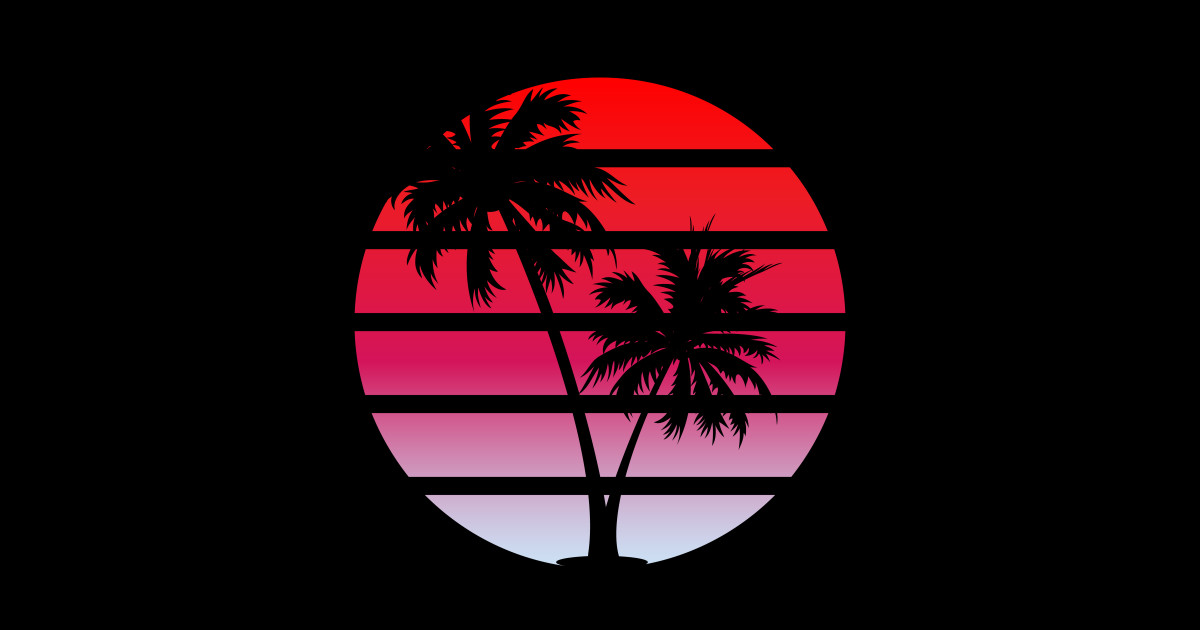Retrowave Red Sunset Design - Synthwave - Sticker | TeePublic