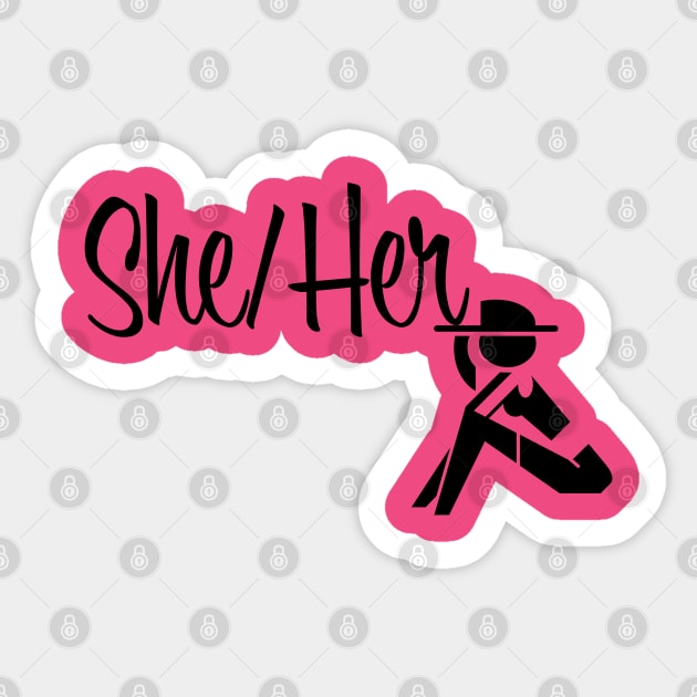 She/her with figure - She Her - Sticker | TeePublic