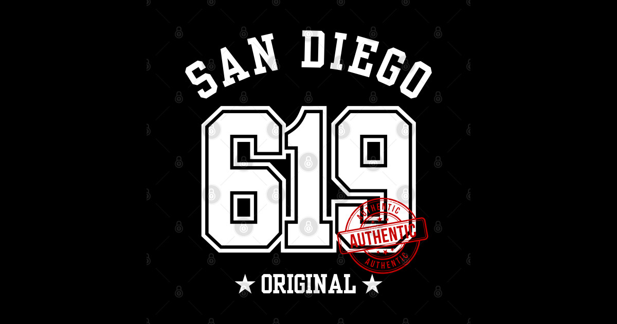 Authentic San Diego 619 Area Code - San Diego - Sticker | TeePublic