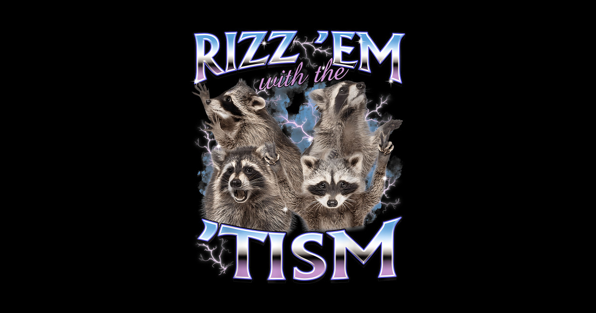 Autism Funny Rizz Em With The Tism Meme Autistic Raccoon - Rizz Em With ...