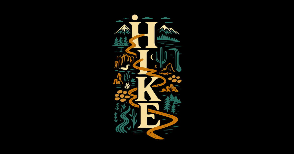 HIKE Trail Typography – Retro Outdoor Adventure Graphic - Retro Hiking ...