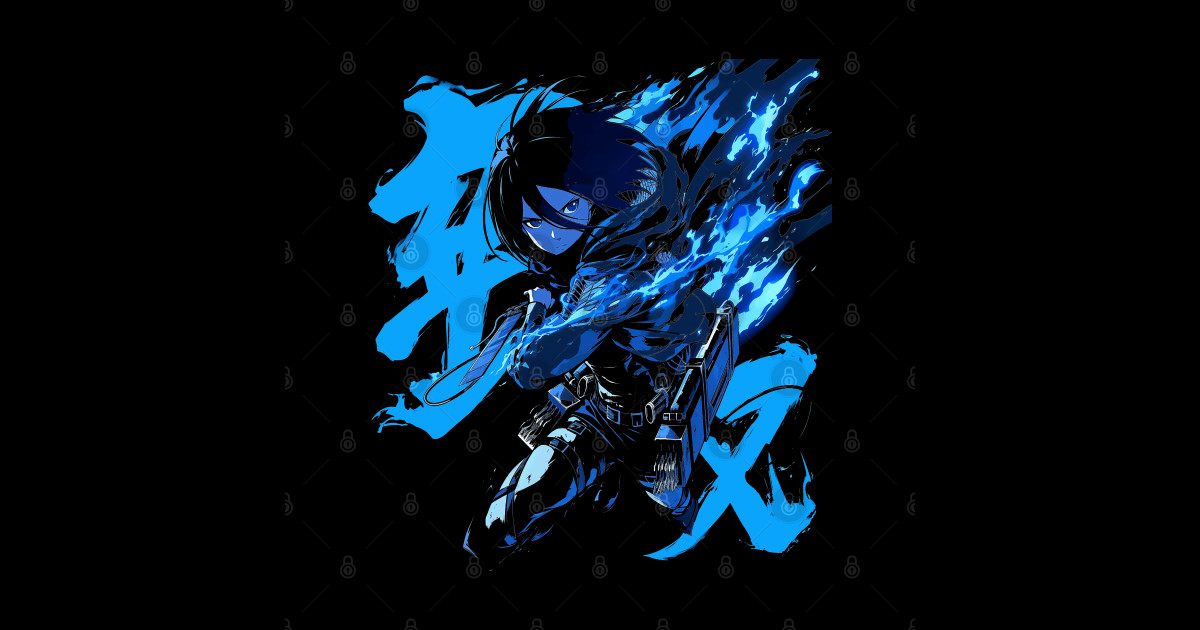 Mikasa Ackerman Blue Flame Attack - Mikasa Ackerman - Sticker | TeePublic
