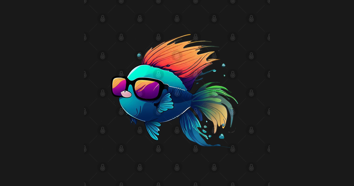 COOL BETTA FISH WITH SUNGLASSES - Betta Fish - T-Shirt | TeePublic