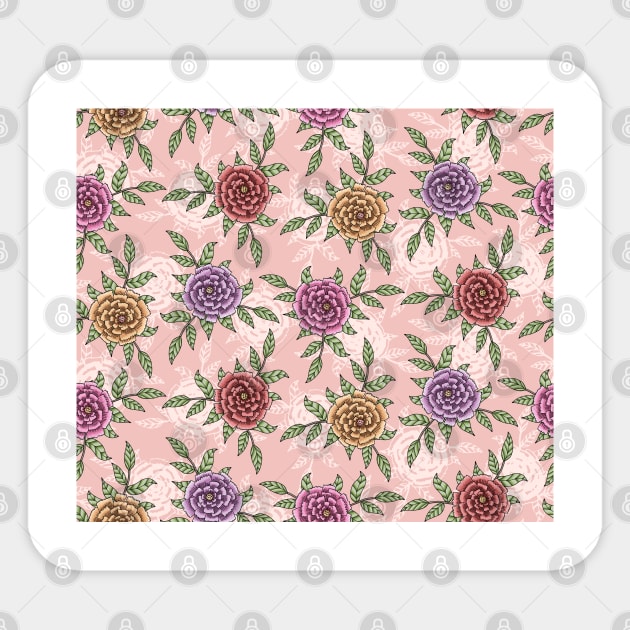 Colorful flowers pattern - Colorful Flowers - Sticker | TeePublic