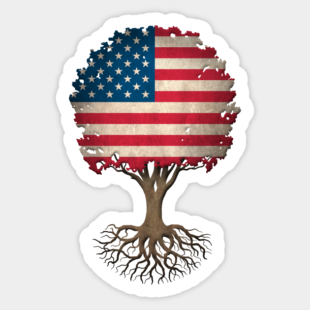 Tree of Life with American Flag - United States - Sticker | TeePublic