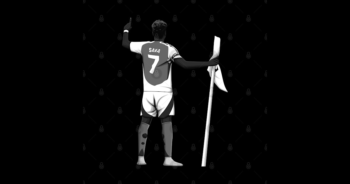 Bukayo Saka Black and White Version - Soccer Player - Sticker | TeePublic