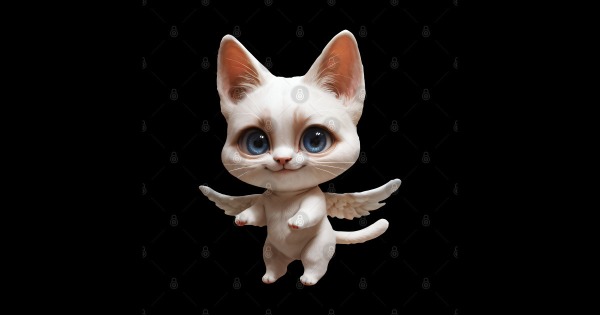 Cute Angelic Winged Kitten – Adorable Fantasy Kitten Design - Angel Cat ...