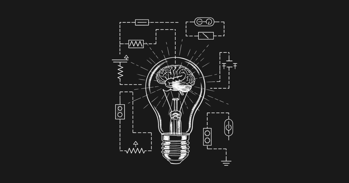 Brain Light Bulb Electric Circuit Diagram Science Engineering Art ...
