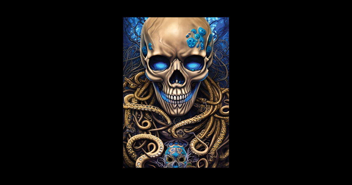 Sunken Skull | Skull and Tentacles Artwork | Sea Skull | Dystopian ...