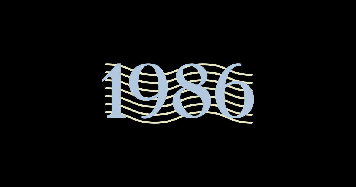 1986 blue font - 1986 Blue Font - Sticker | TeePublic