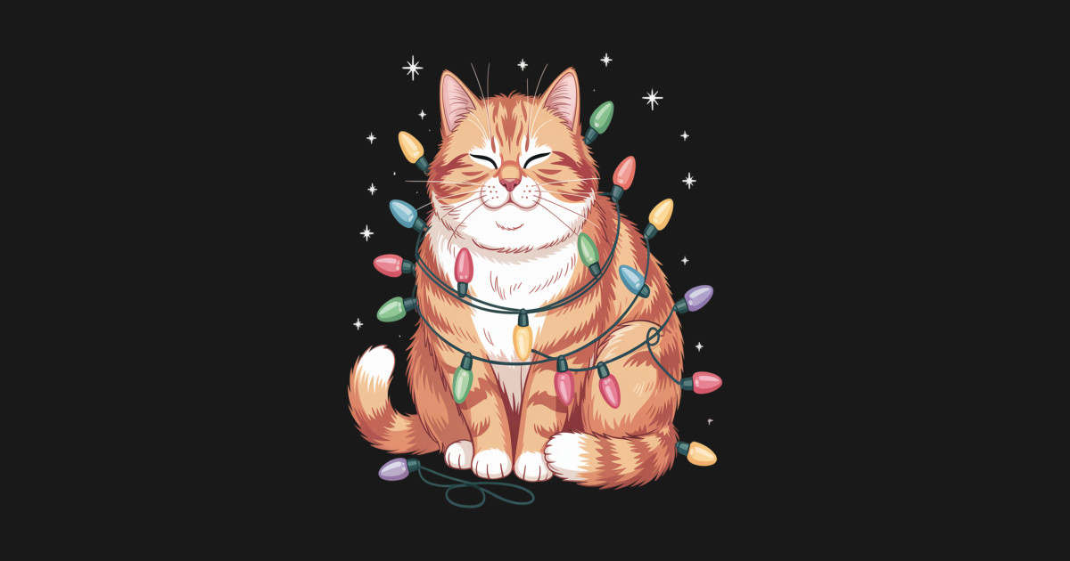 Grumpy Orange Cat Wrapped in Christmas Lights - Grumpy Orange Cat ...