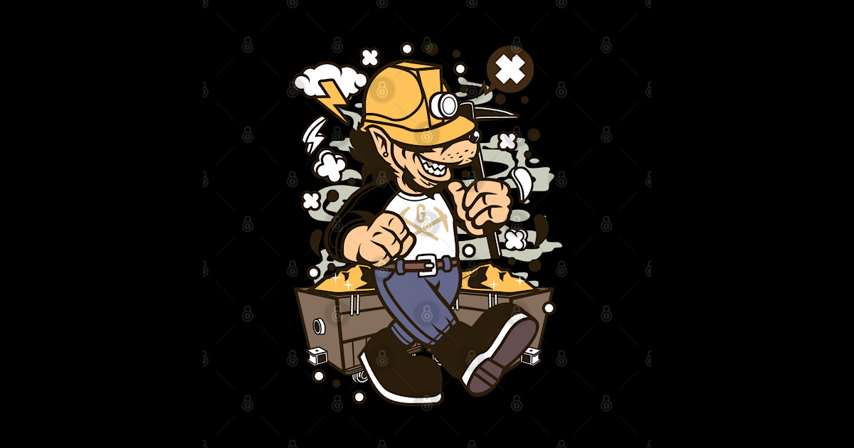 Wolf Gold Miner - funny wolf design - Miner - Sticker | TeePublic