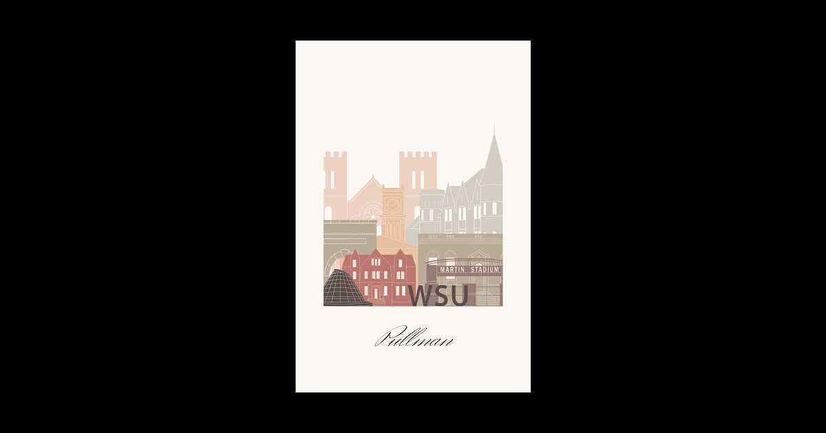 Pullman, WA, United States, map skyline - 04 style - Pullman - Posters ...
