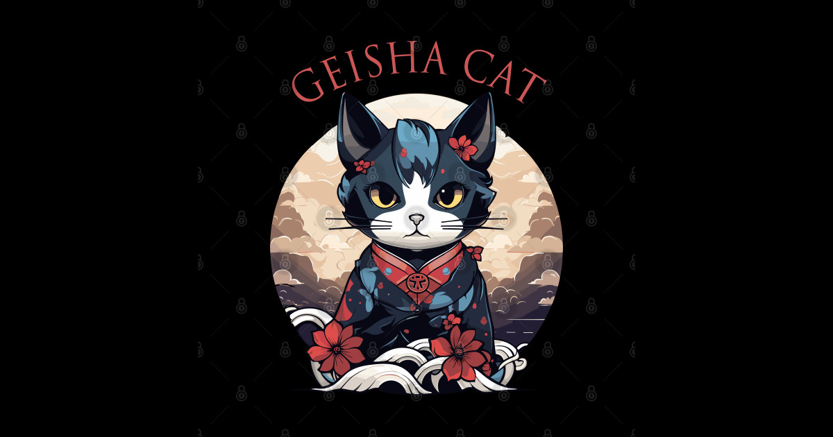Geisha Cat - Geisha Cat - Sticker | TeePublic