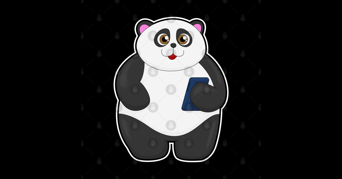 Panda with Mobile phone - Panda - Sticker | TeePublic