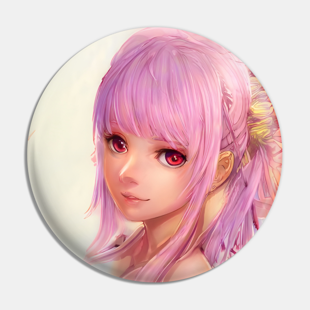 Pink Hair Pretty Anime Girl Pink Hair Girl Pin Teepublic