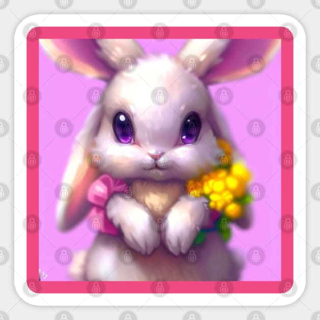 Cute Digital Bunny - Bunny - Sticker | TeePublic