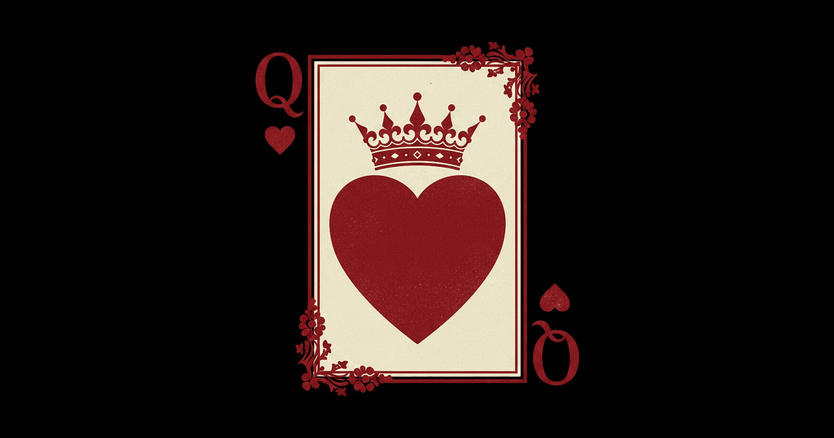 Queen of Hearts Vintage Playing Card - Queen Of Hearts - Sticker ...