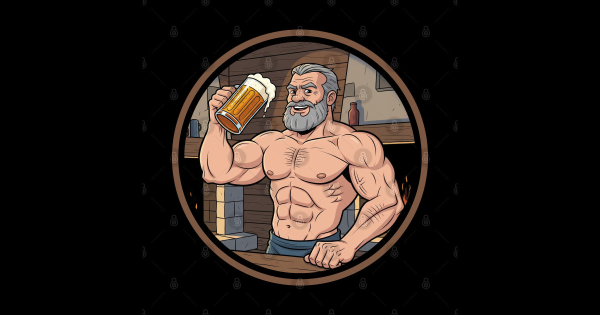 Bodybuilder Daddy Beer - Beer Lover - Sticker | TeePublic