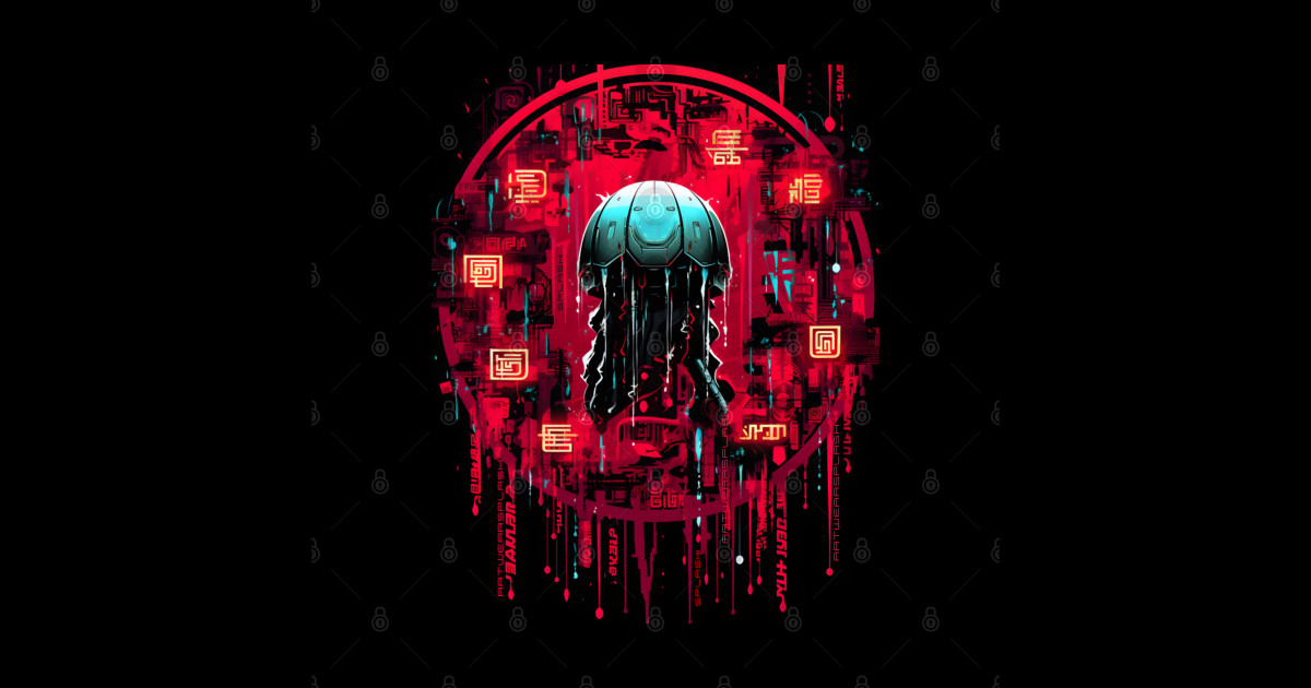 Qualle -cybertechno - Techno Music Lovers - Sticker | TeePublic