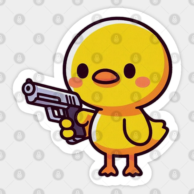 cute duck with a gun - Duck - Sticker | TeePublic
