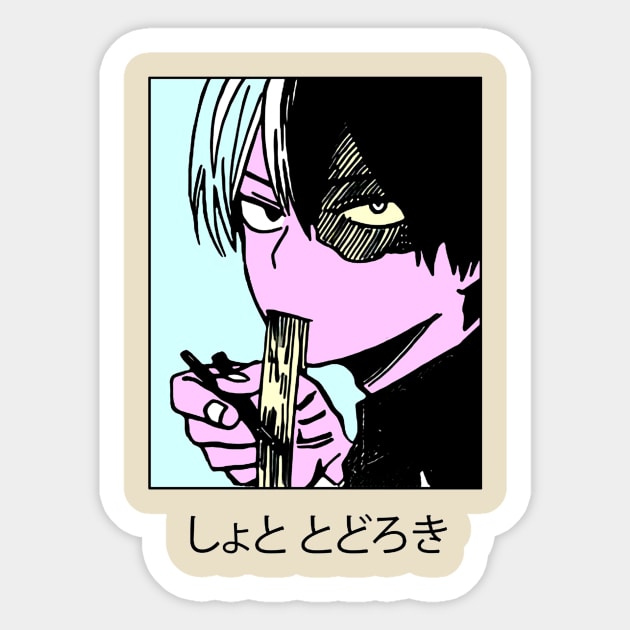 Shoto todoroki "Eating noodles" - Shoto Todoroki - Sticker | TeePublic