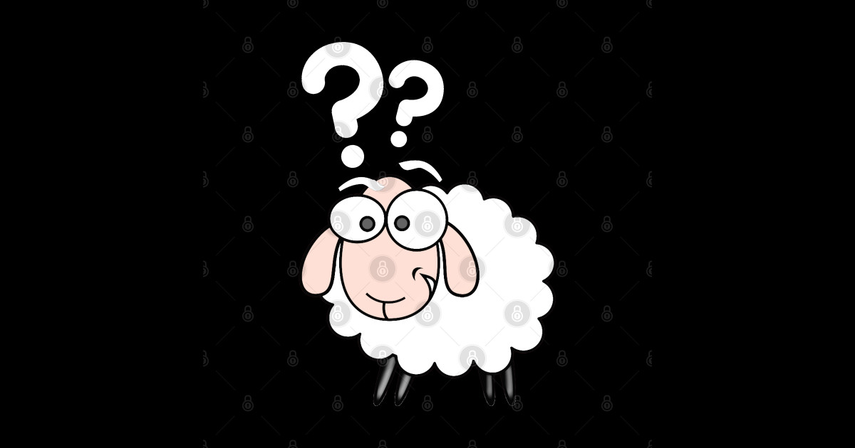White sheep question mark - Sheep Humor - Sticker | TeePublic