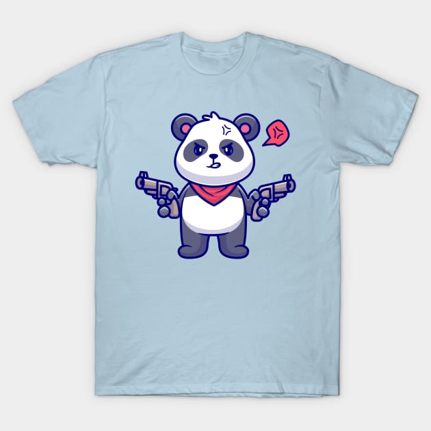Cute Angry Panda Bandit Holding Gun Pistol Cartoon - Cute Angry Panda ...