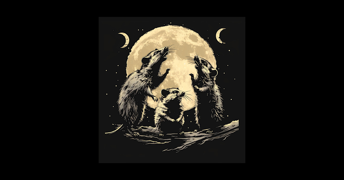 Opossum Moon Worship - Opossum - Sticker | TeePublic