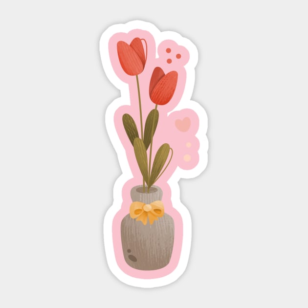 flowers on vase - Flower Vase - Sticker | TeePublic