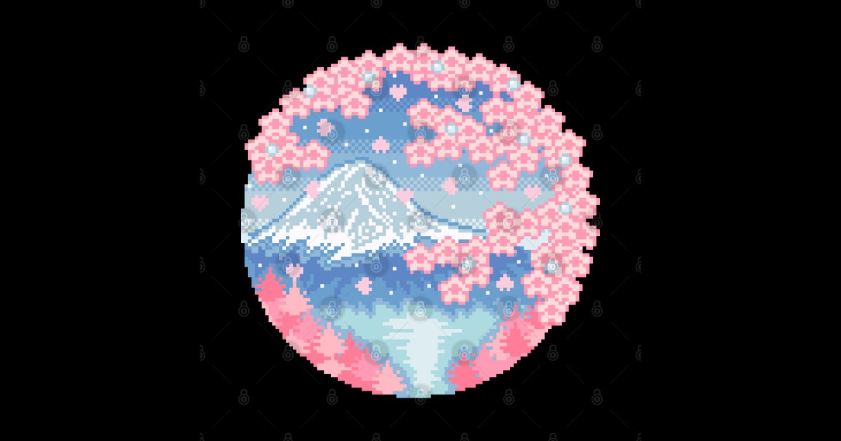 Mt. Fuji Pixel Art - Japan - Sticker | TeePublic