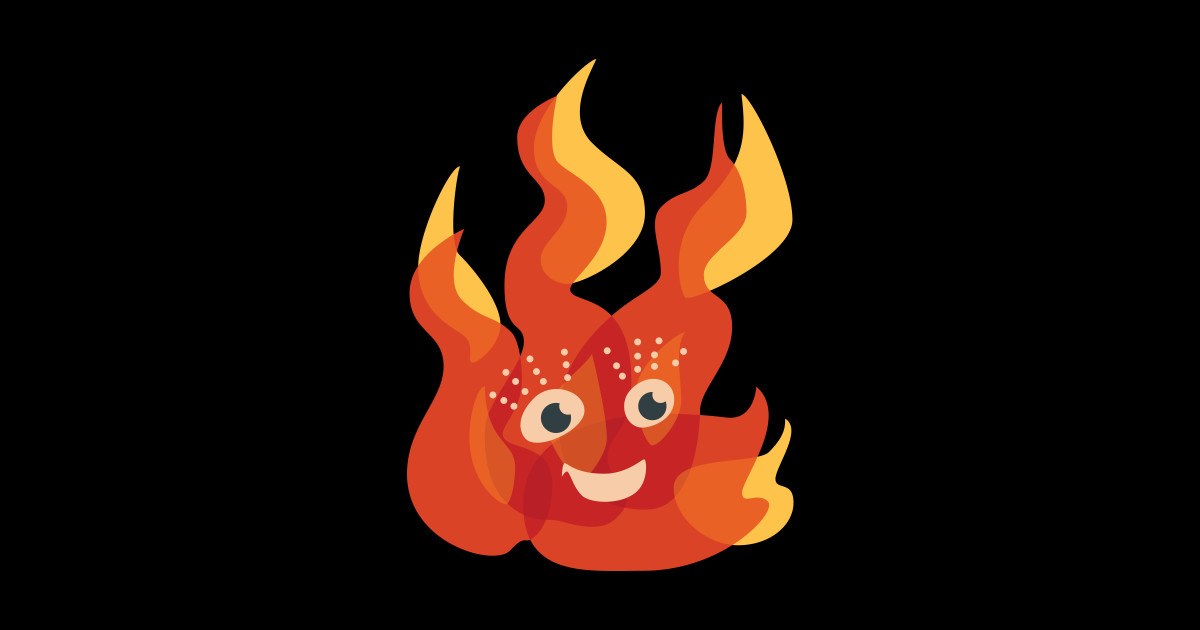 Happy Burning Fire Flame - Flame - Sticker | TeePublic