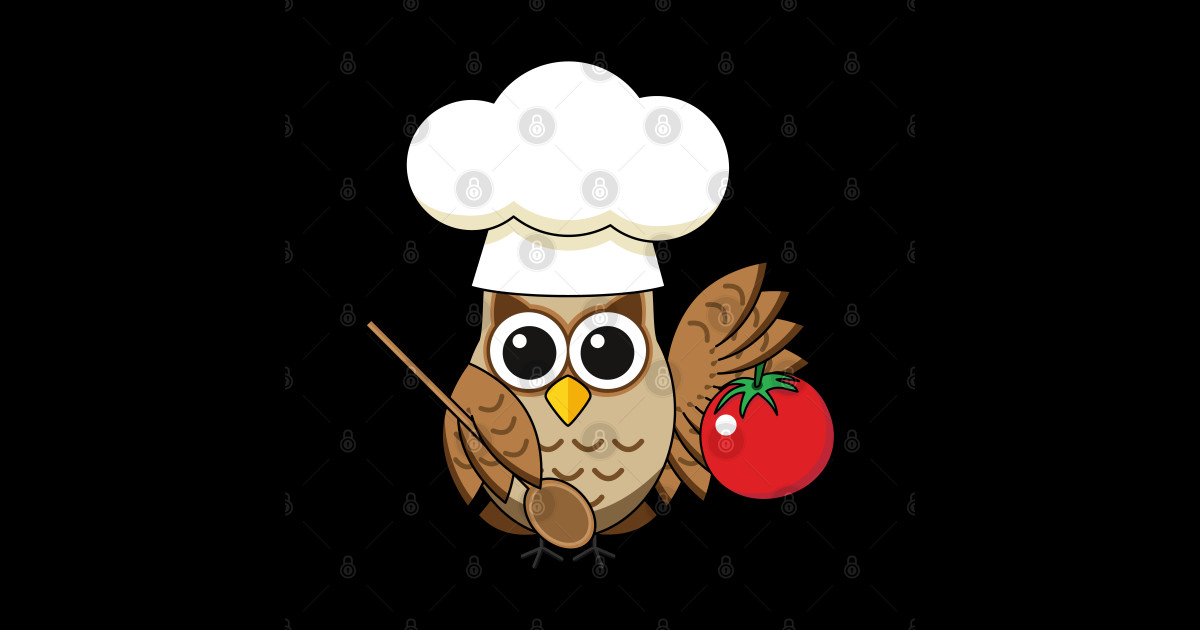 Cute Cooking Owl Cartoon - Cooking - Sticker | TeePublic