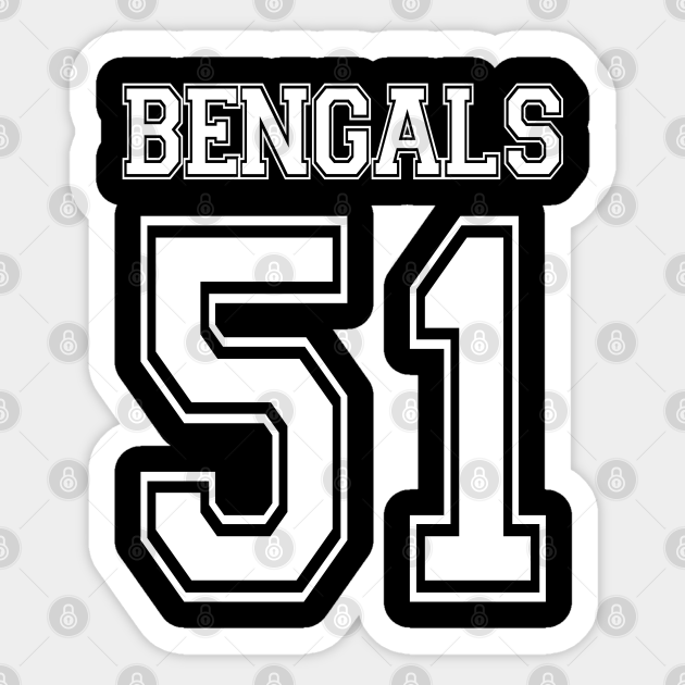 Custom Number 51 Bengals Football - Cincinnati Bengals - Sticker ...