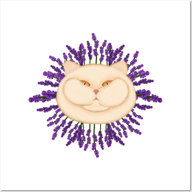 Lavender cat. Cute cat with flowers - Fat Cat - Posters and Art Prints ...