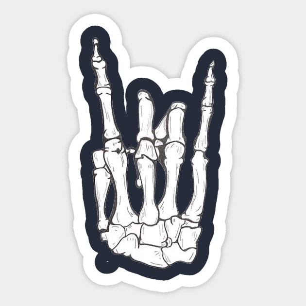 Rock Skeleton Hand Sign - Rock Hand Sign - Sticker | TeePublic