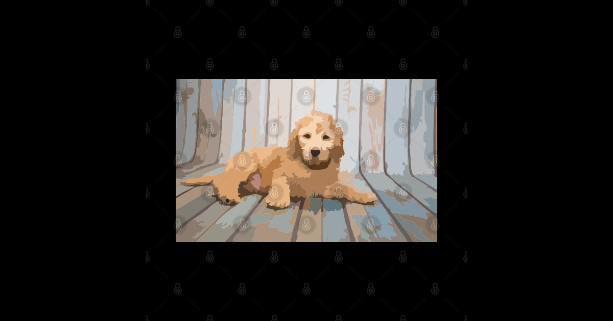 Cute Labradoogle Digital Painting - Labradoodle - Sticker | TeePublic