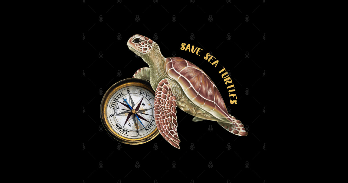 Save Sea Turtles Compass Art - Sea Turtle - Sticker | TeePublic