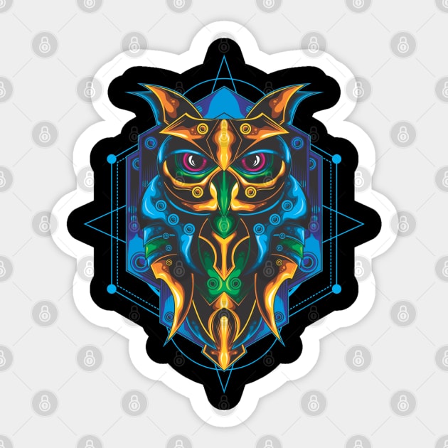 OWL DESIGN SACRED GEOMETRY - Owl Artwork - Sticker | TeePublic