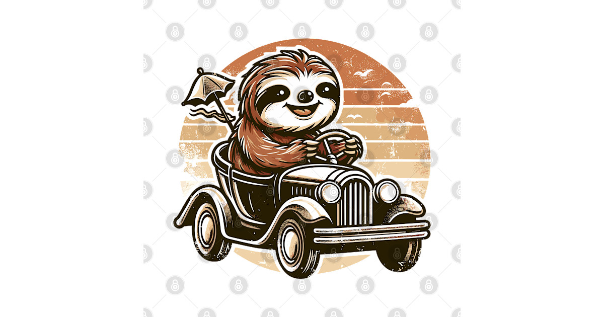Sloth driving car - Sloth - T-Shirt | TeePublic
