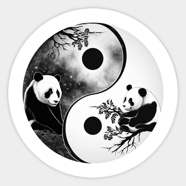 Yin Yang pandas - Yin Yang Animal - Sticker | TeePublic