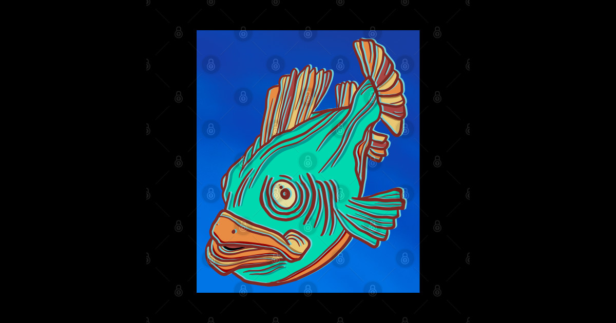 Teal cartoon fish - Cartoon Fish - Posters and Art Prints | TeePublic
