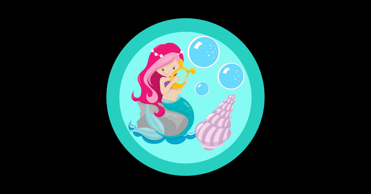 Mermaid Girl Cute Teal Beach - Mermaid Girl - Posters and Art Prints ...